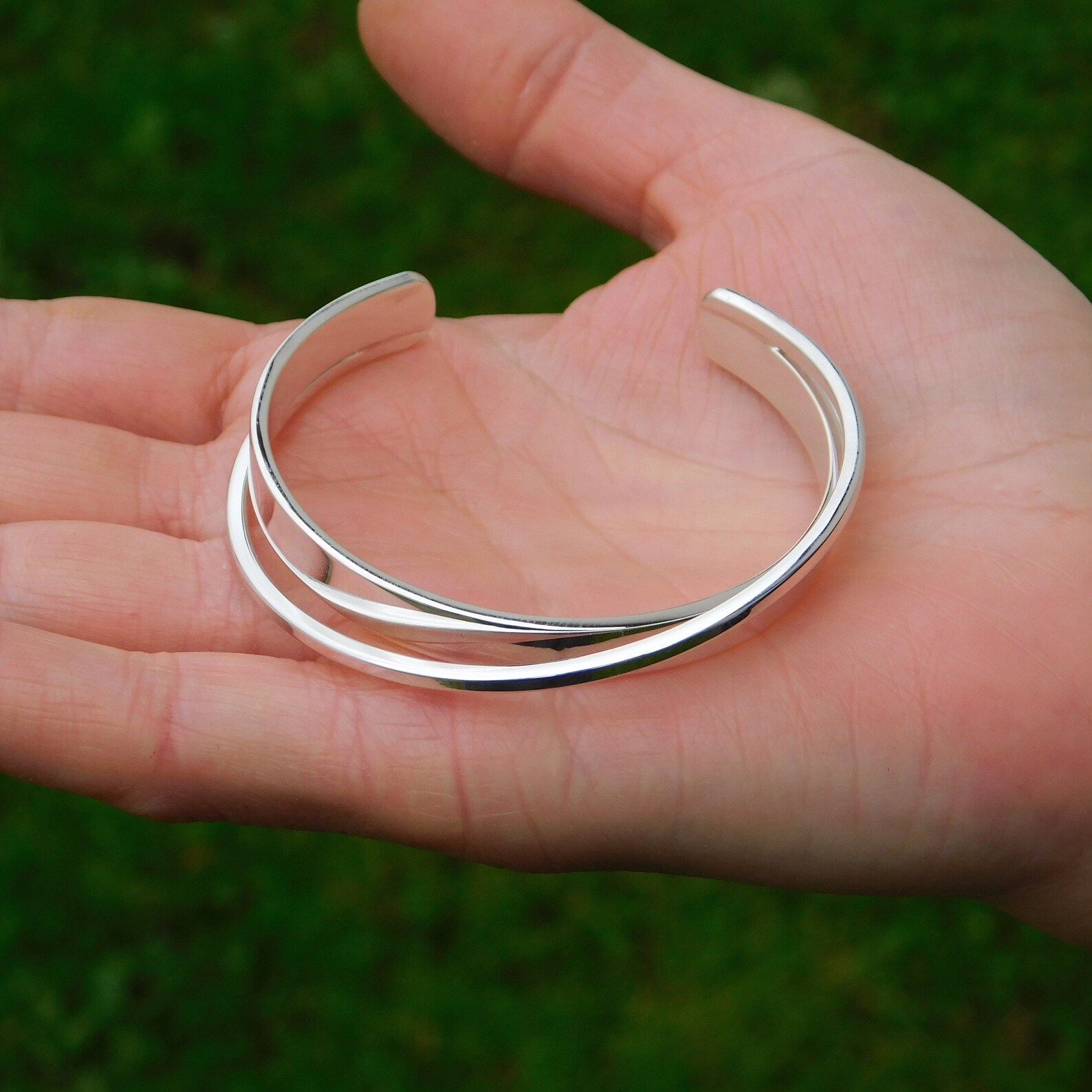 Double Silver Bangles Bangle Bracelets Silver Cuff Bracelet - Etsy ...