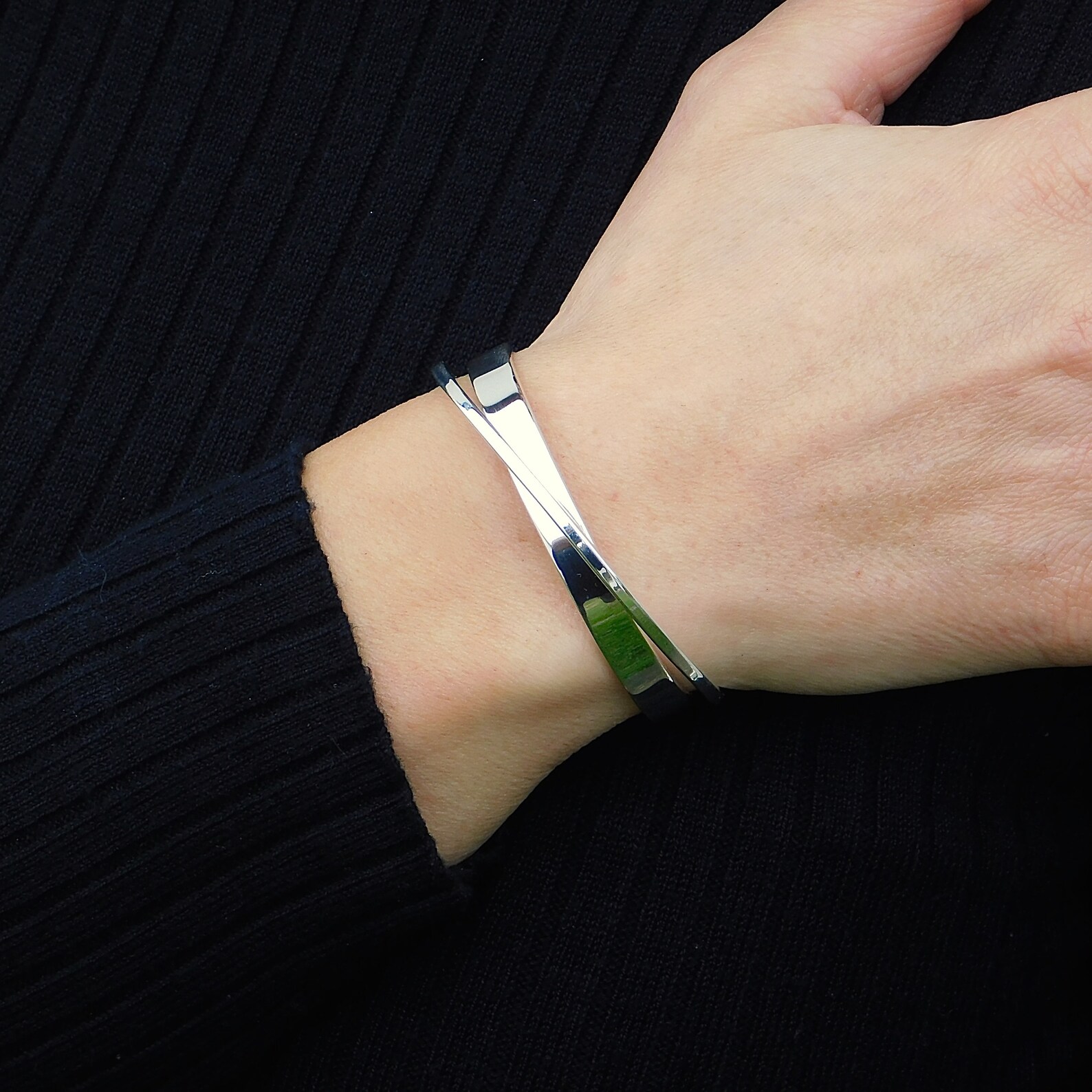 Double Silver Bangles Bangle Bracelets Silver Cuff Bracelet | Etsy