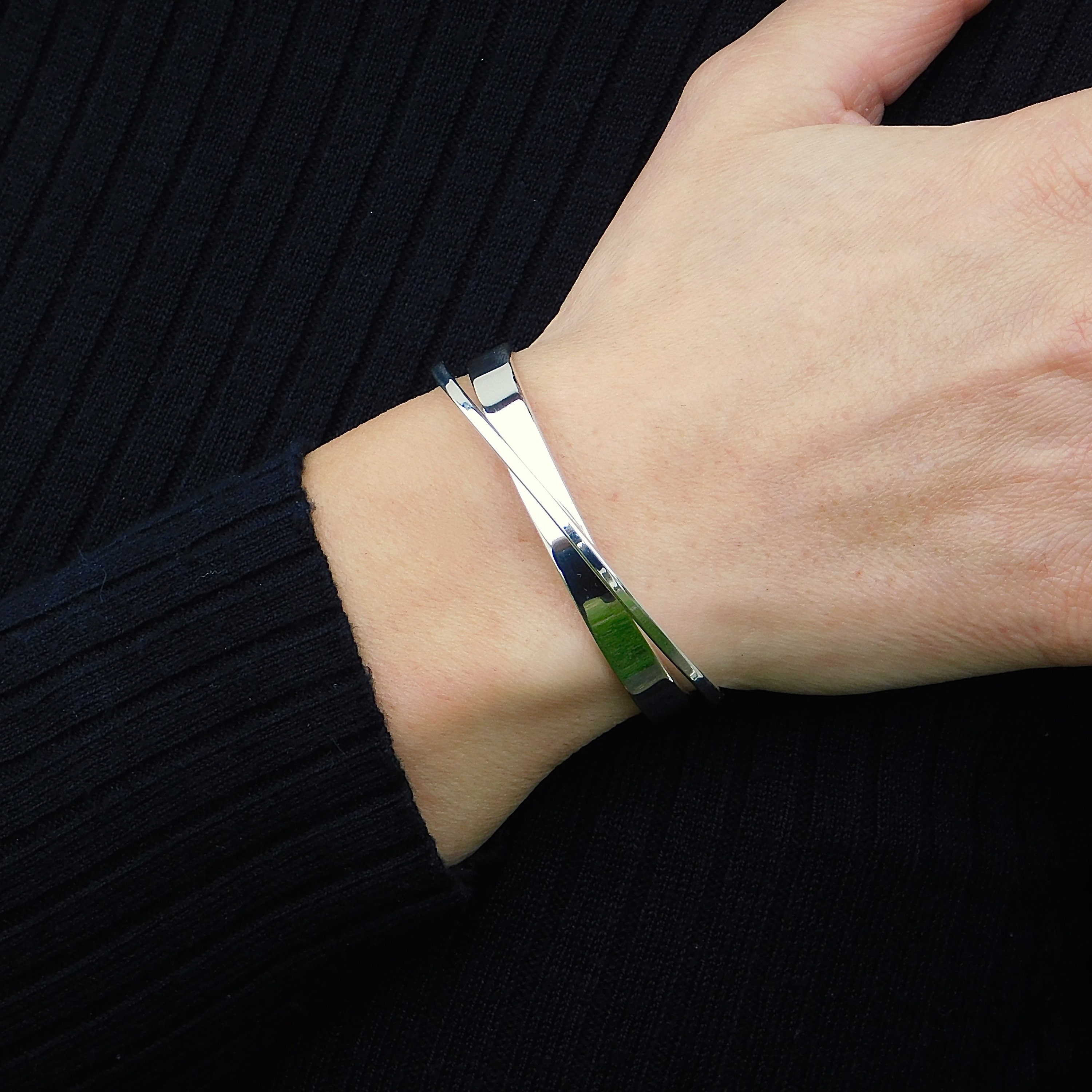 Double Silver Bangles Bangle Bracelets Silver Cuff Bracelet - Etsy ...