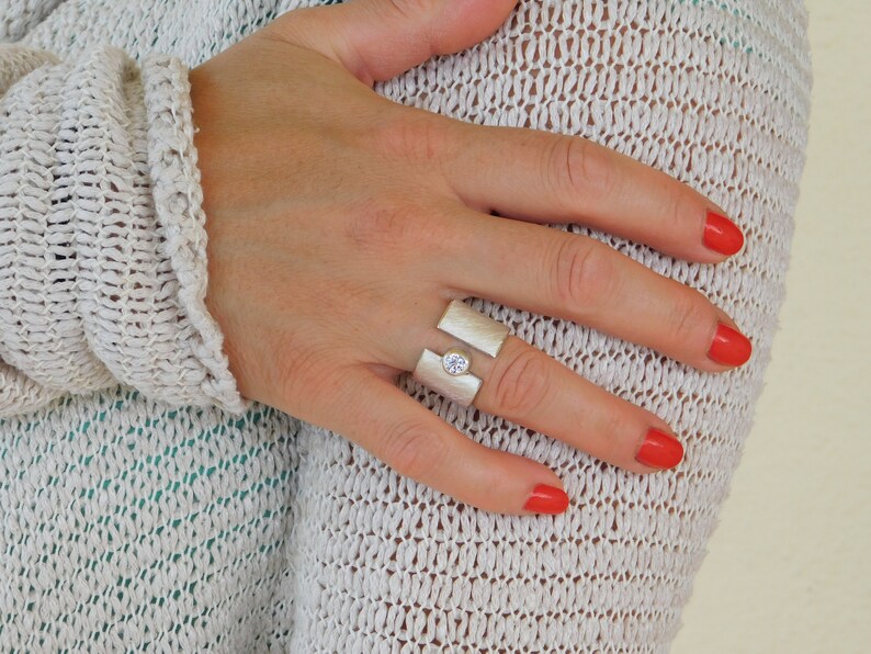 Wide Gemstone Ring Diamond Ring Moissanite Rings Wide | Etsy