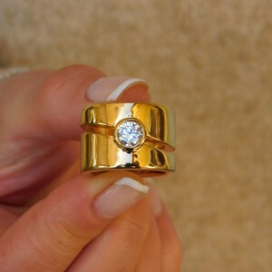 Wide Band Ring, Wide Gold Ring, Statement Ring, Silver Band Ring ...