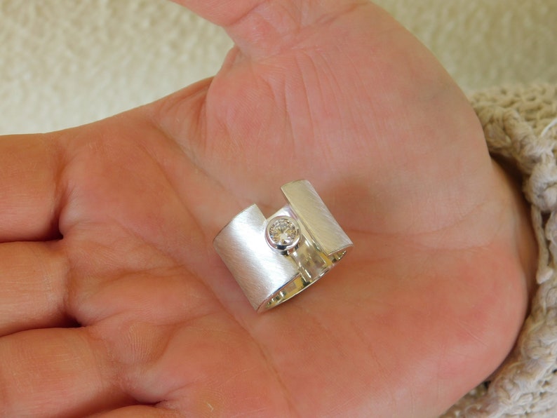 Wide Gemstone Ring Diamond Ring Moissanite Rings Wide - Etsy