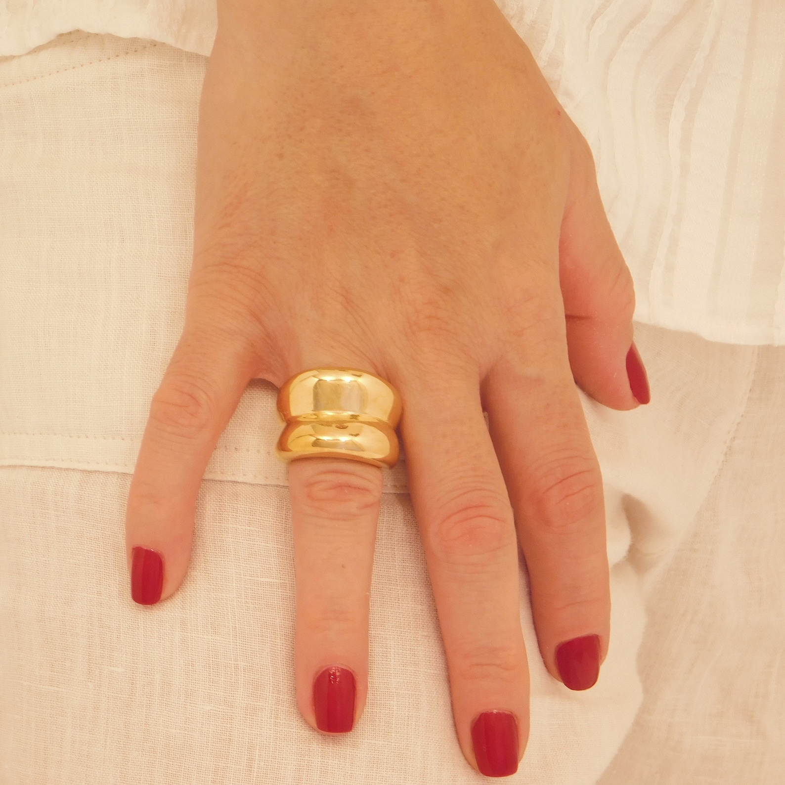 Double Gold Ring Chunky Ring Gold Designer Ring Wide Band - Etsy