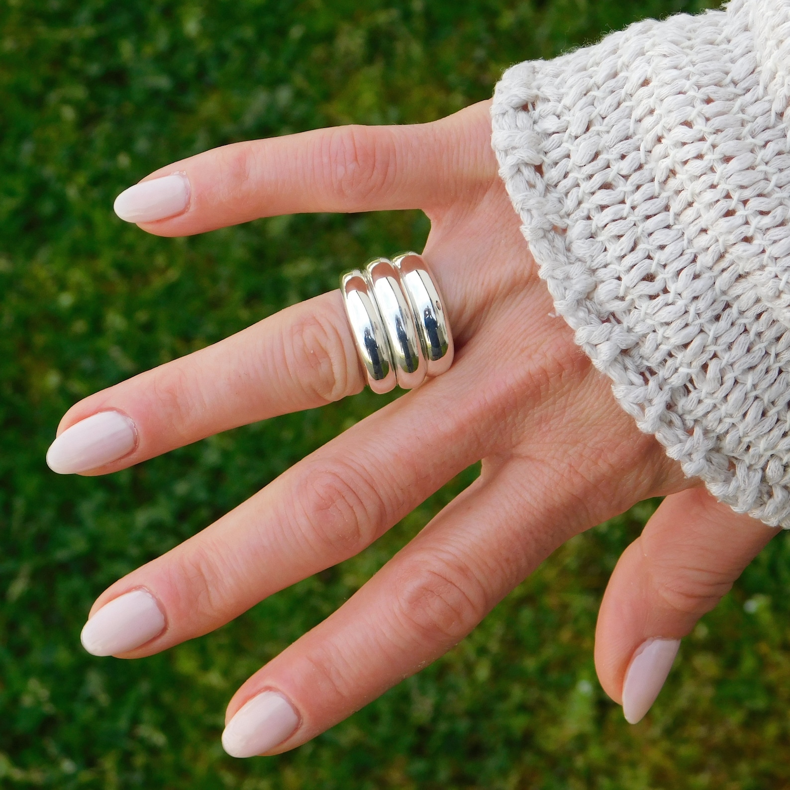 Triplet Dome Ring Triple Stacked Ring Triple Band Ring Wide | Etsy