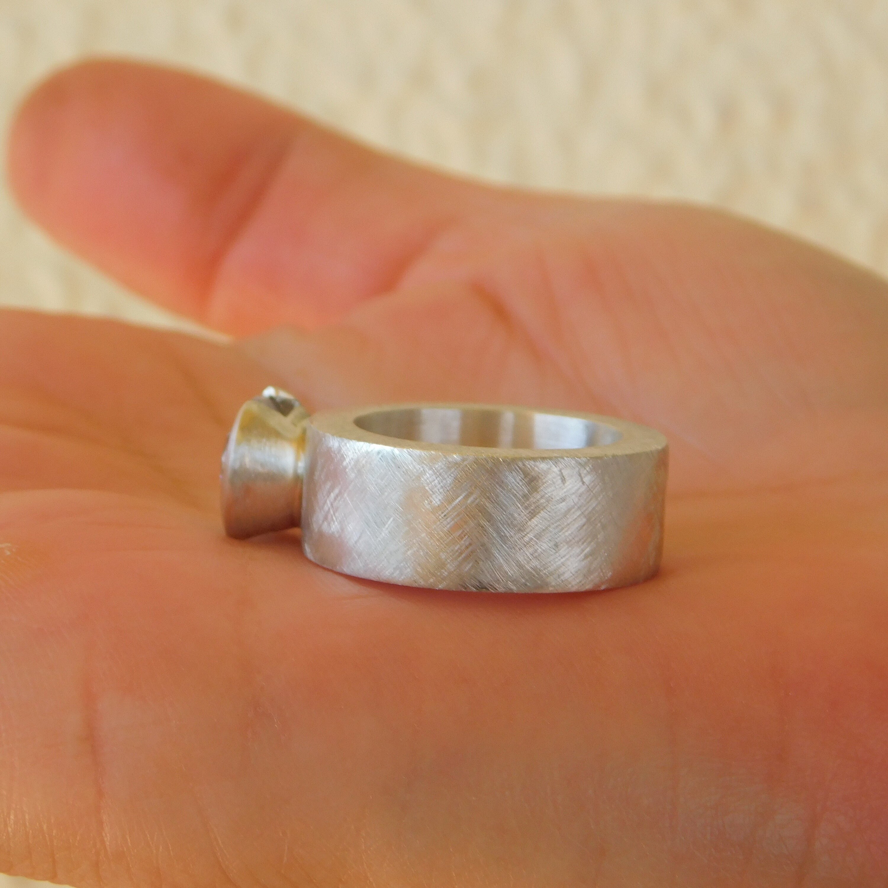 Thick Band Engagement Ring Wide Band Ring Chunky Gemstone - Etsy