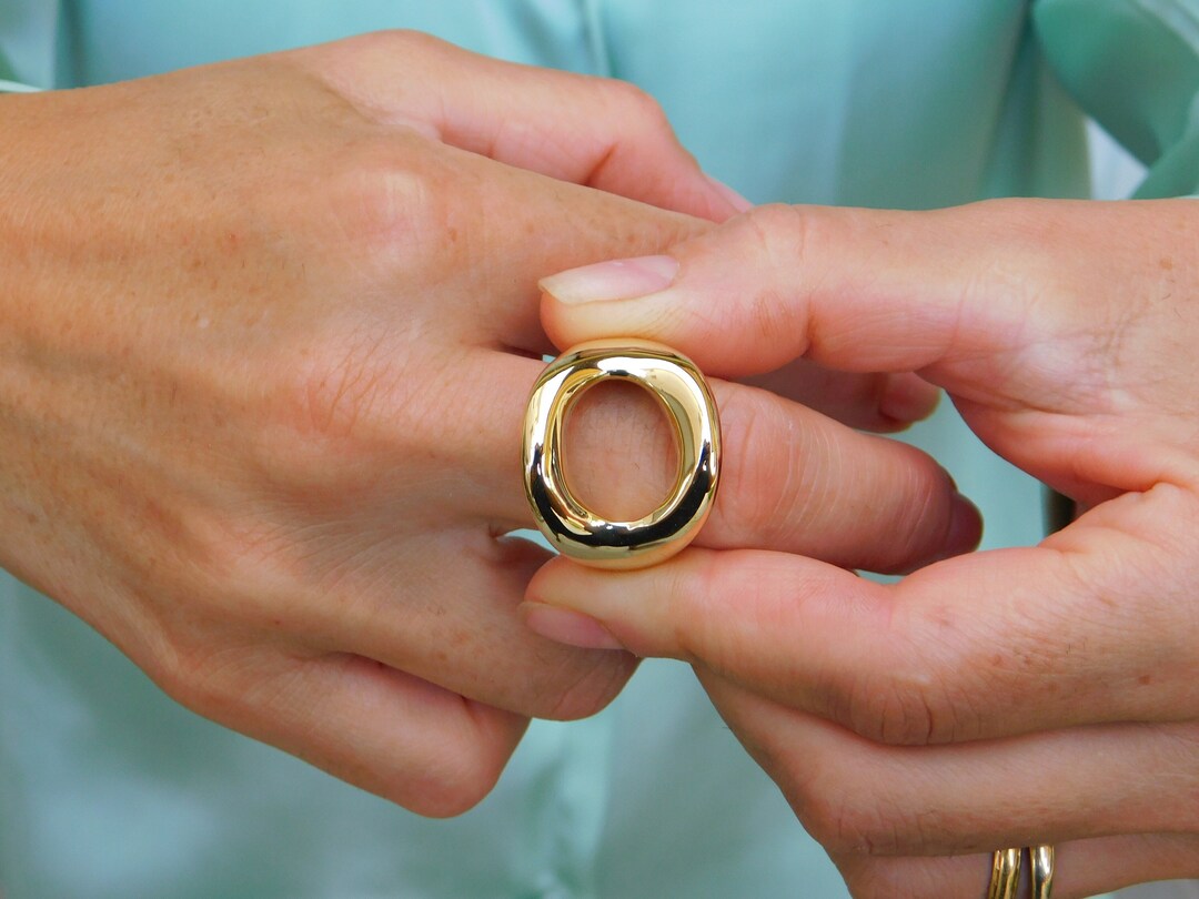 Circle Statement Ring, Large Circle Ring, Wide Ring Gold, Chunky Ring Gold, Rings for Women ...