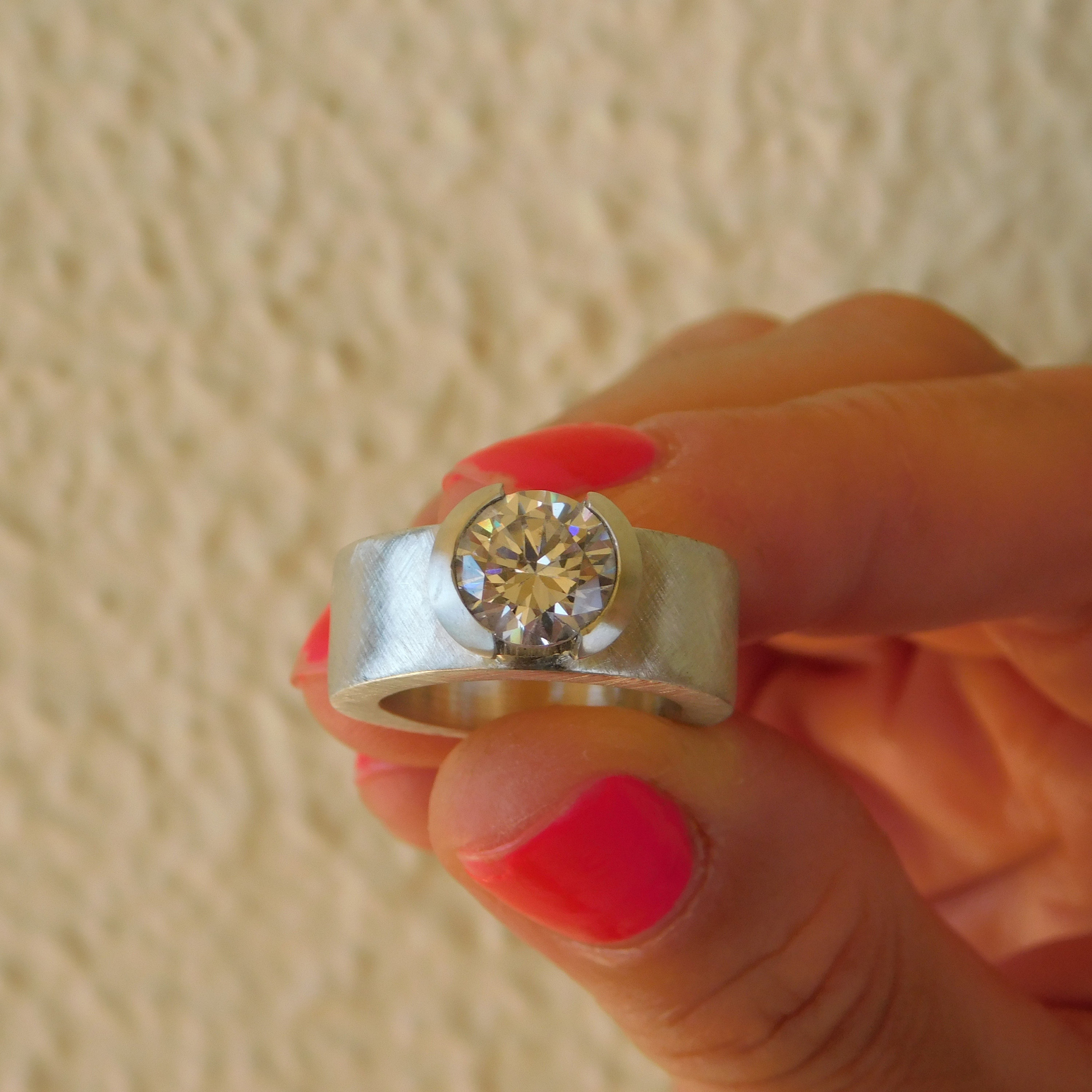 Thick Band Engagement Ring Wide Band Ring Chunky Gemstone - Etsy