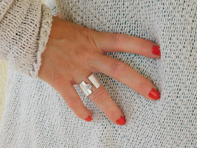 Wide Gemstone Ring Diamond Ring Moissanite Rings Wide | Etsy