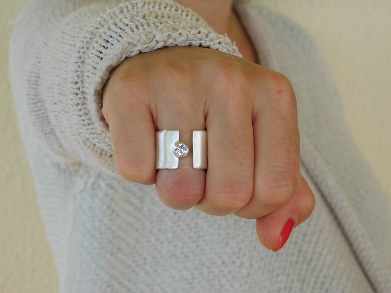 Wide Gemstone Ring Diamond Ring Moissanite Rings Wide | Etsy