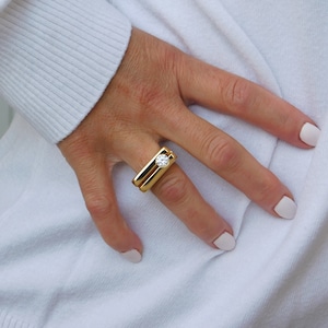 Engagement Ring, Diamond Ring, Moissanite Ring, Statement Ring, Double Band Ring, Solitaire Ring ...