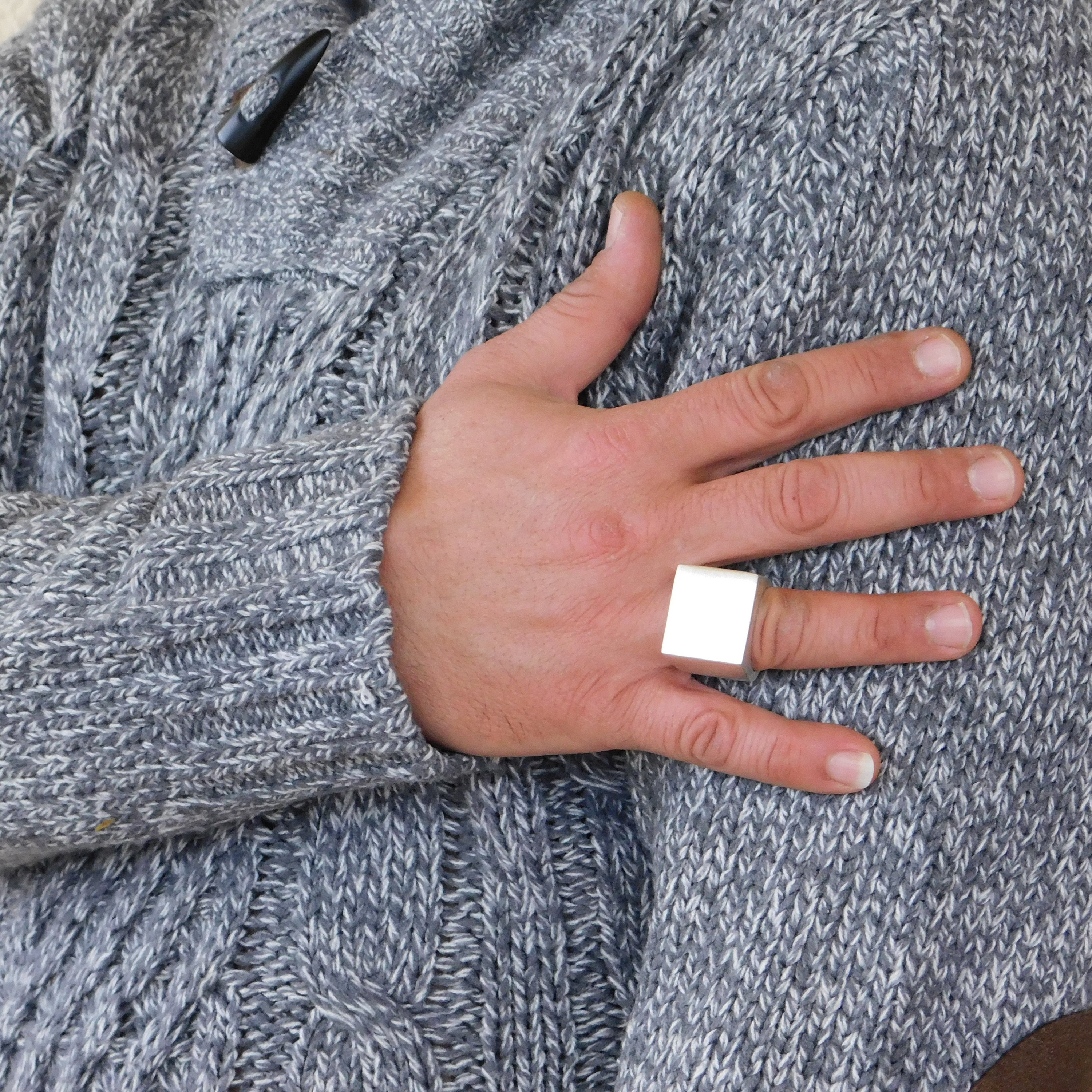 Chunky AG950 Silver Signet Ring, Heavy Mens Ring, Elisa Kuno Design - Etsy