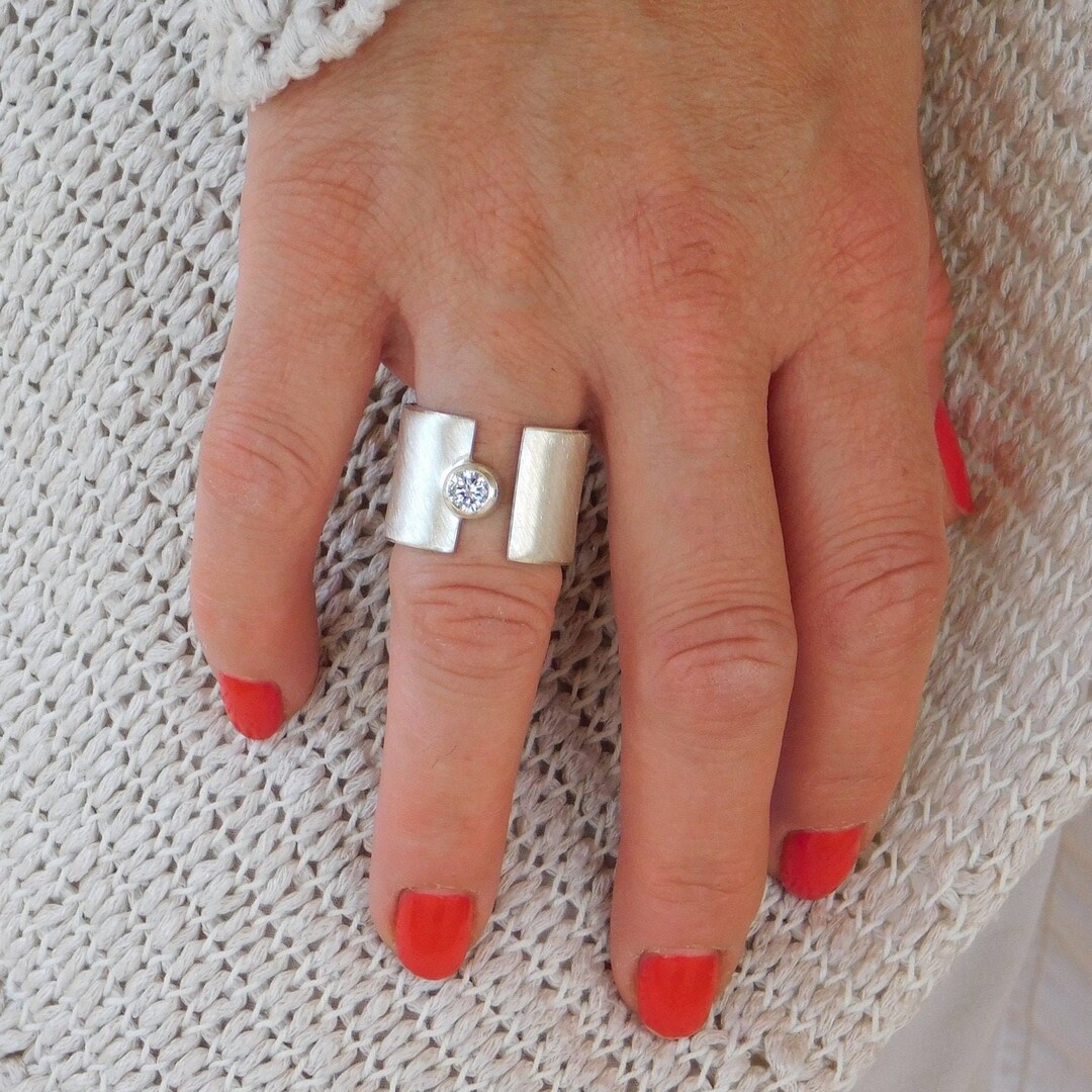 Wide Gemstone Ring, Diamond Ring, Moissanite Rings, Wide Bands ...