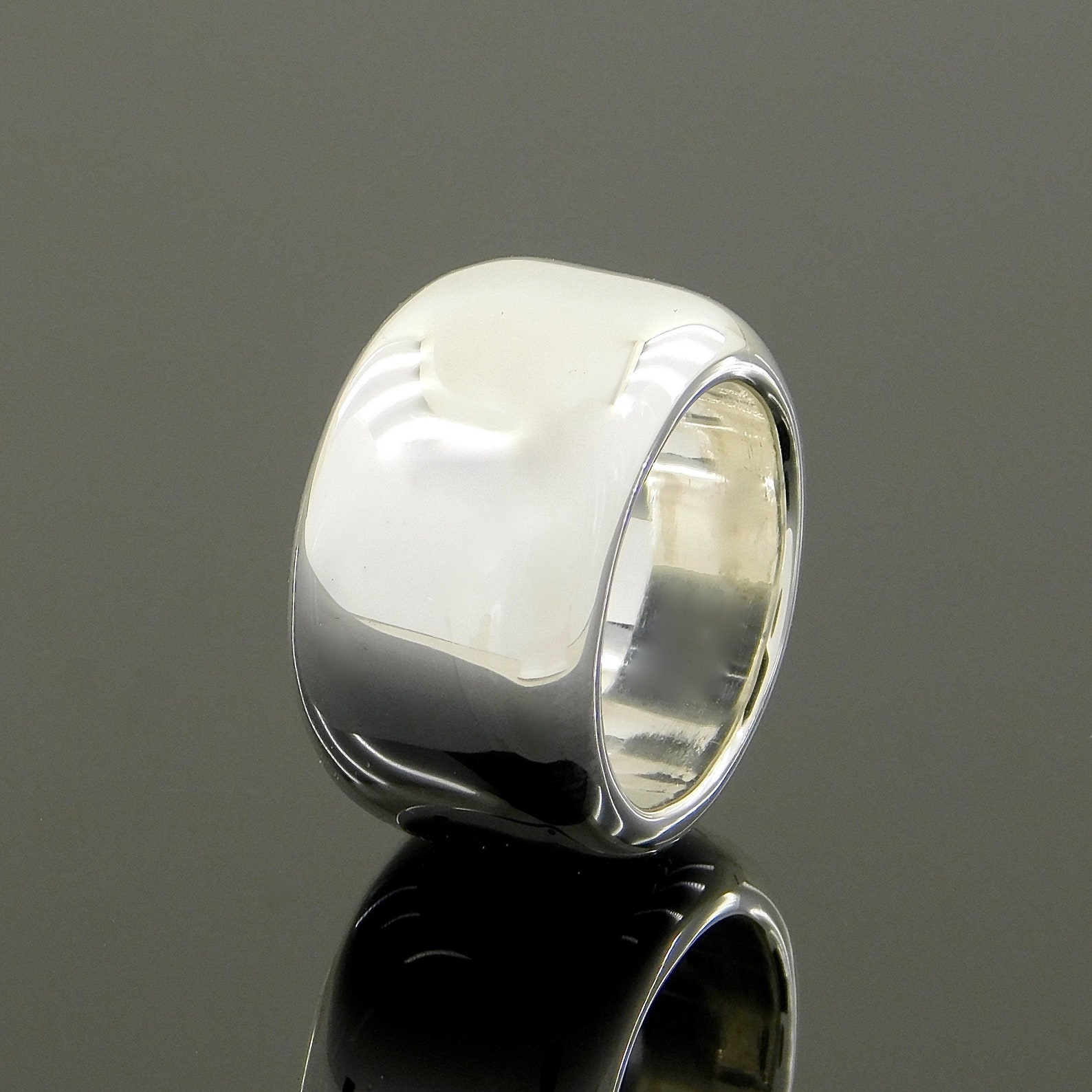 Chunky Dome Ring Silver Chunky Band Ring Wedding Ring Heavy - Etsy