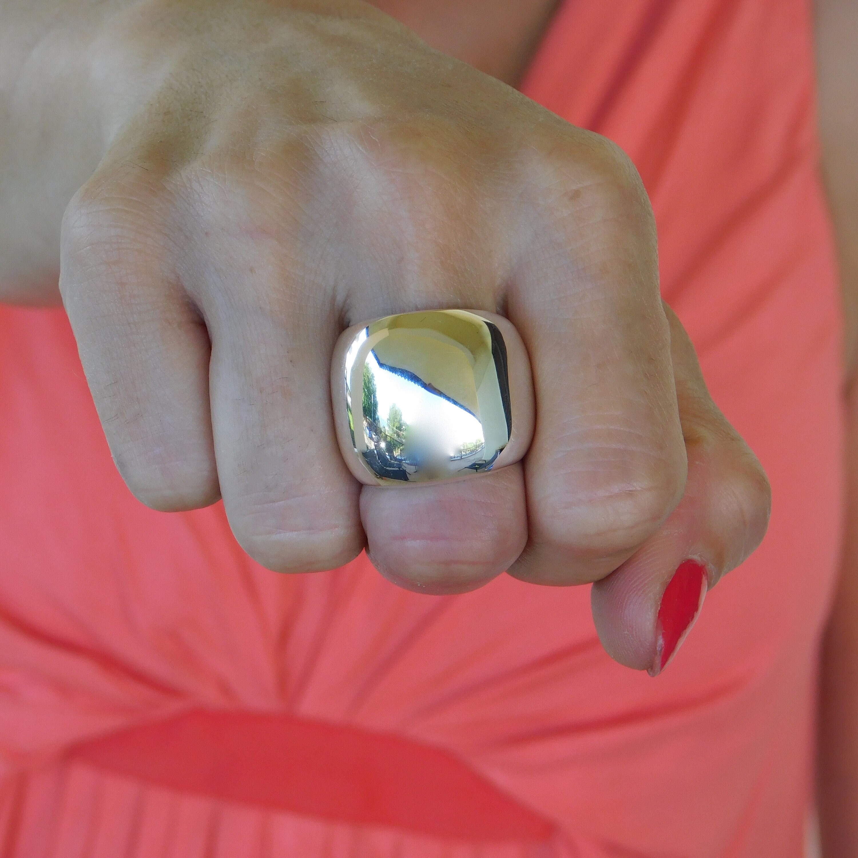 Dome ring silver Chunky dome ring Solid silver ring Wide | Etsy