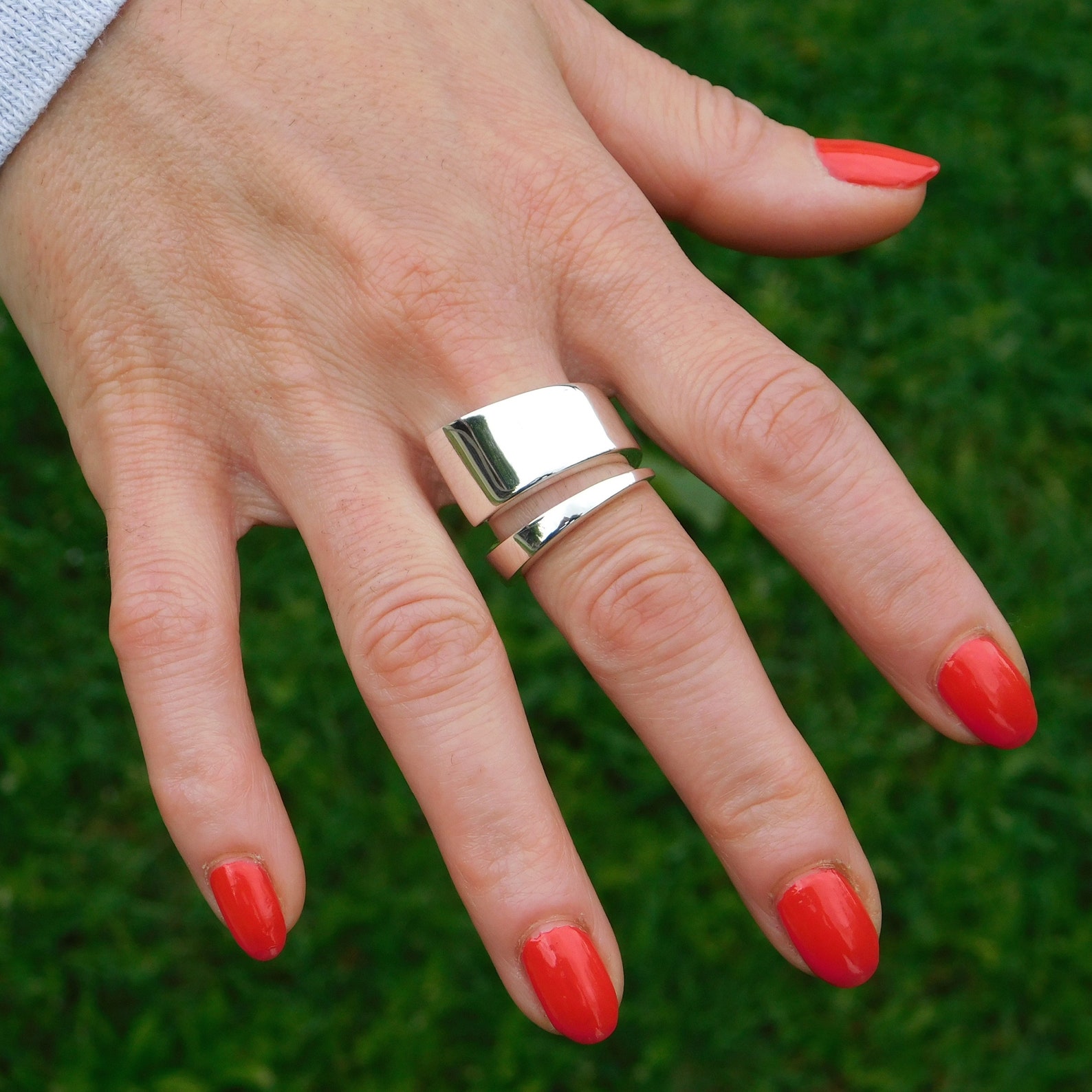 Statement Ring Silver Asymmetrical Ring Chunky Ring | Etsy