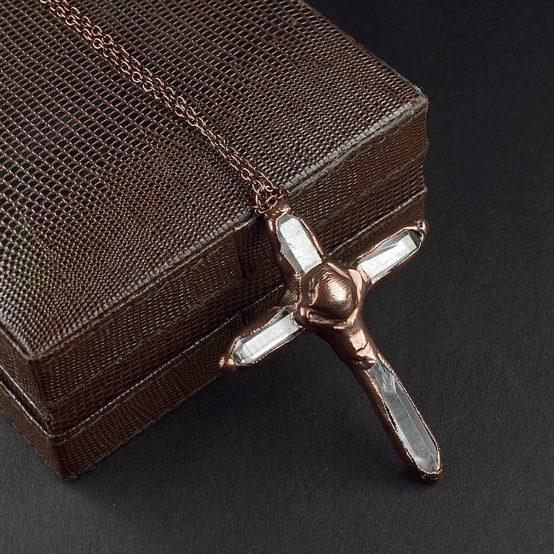 Copper Cross With Crystal - Etsy