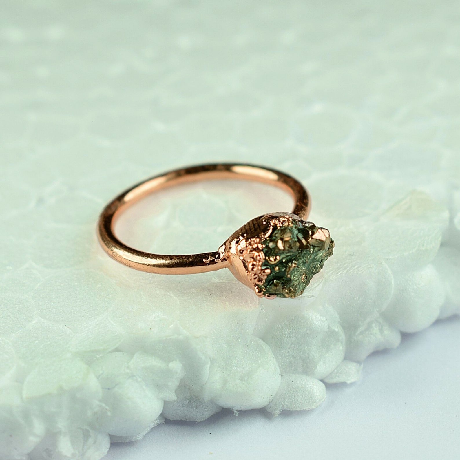 Green Pyrite Ring Raw Pyrite Ring Gemstone Ring Women - Etsy UK