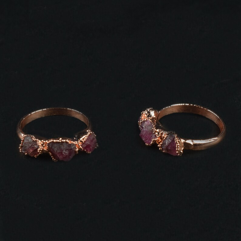 Raw ruby ring Red ruby ring Electroformed copper ring | Etsy