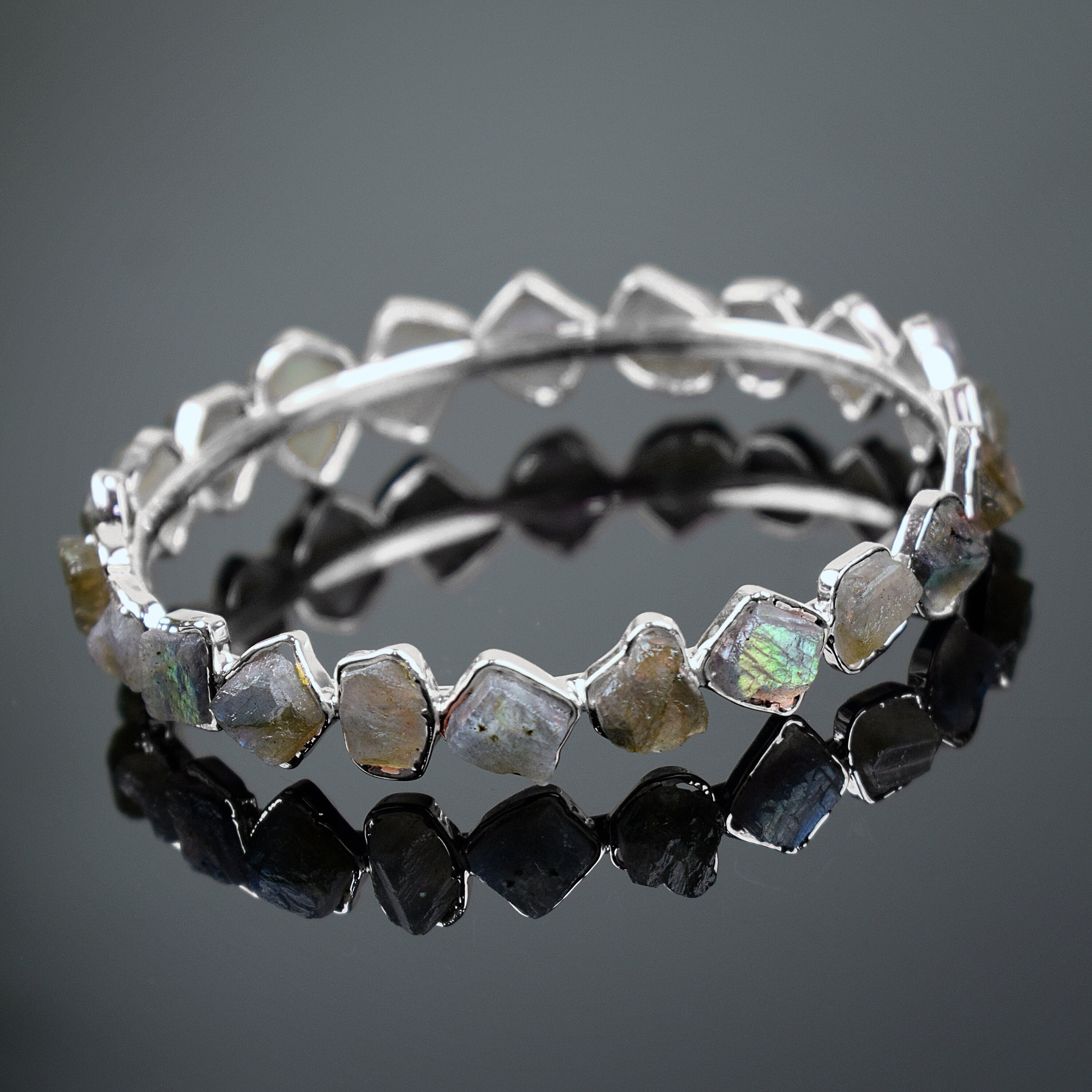Raw Labradorite Bangle Bracelet | Handmade Womens Jewelry - Etsy