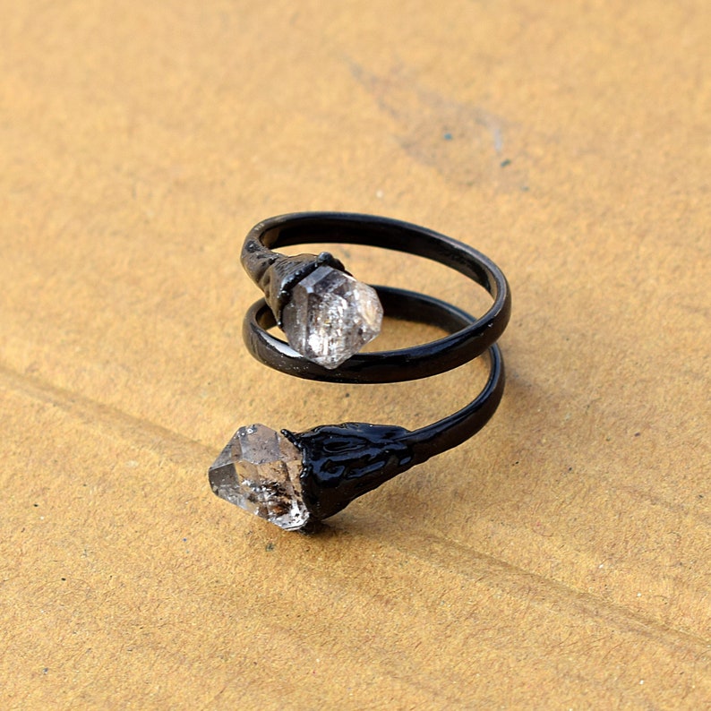 Herkimer Diamond Ring Electroplated Ring Copper Ring | Etsy