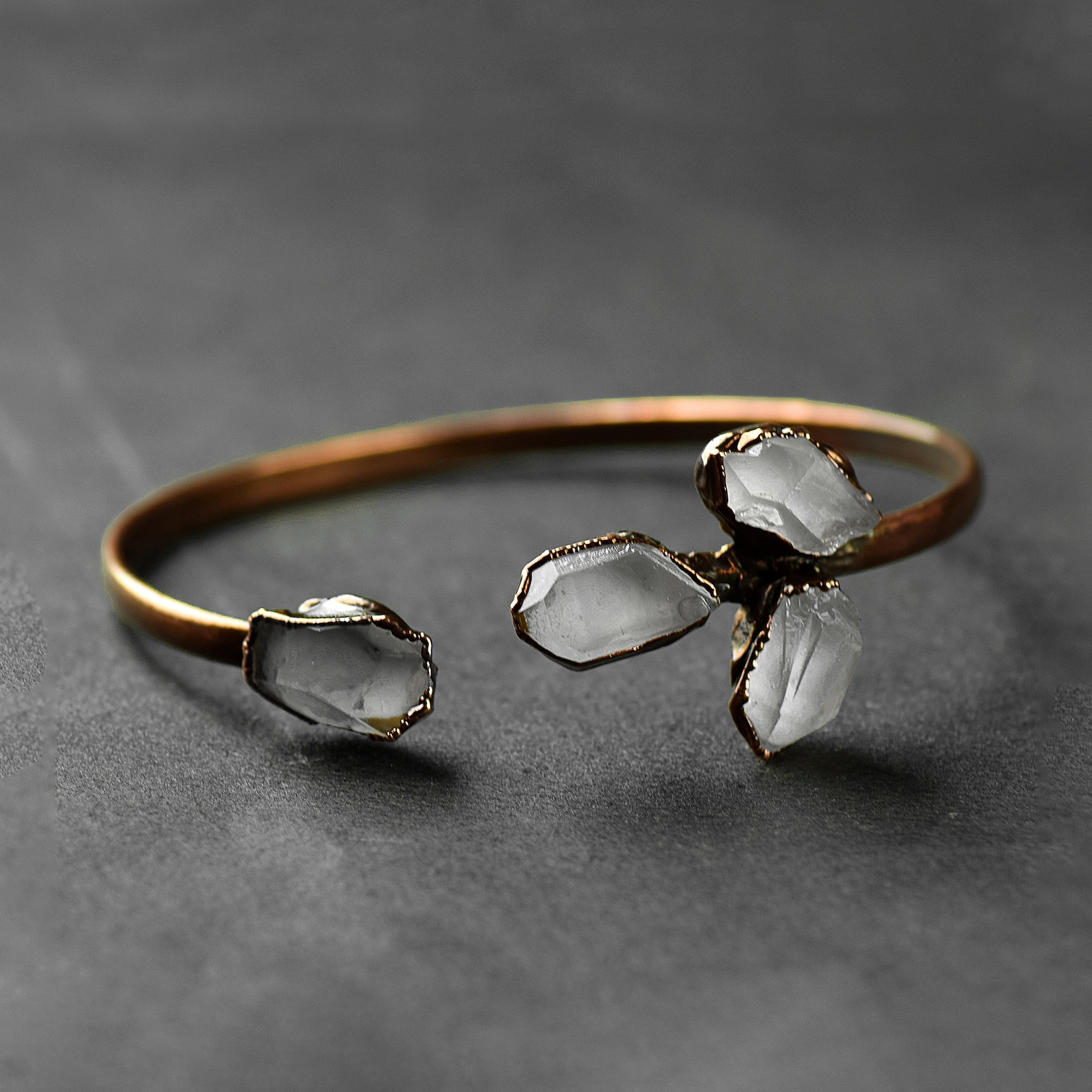 Rough Crystal Copper Cuff Bracelet | Adjustable Gemstone Jewelry - Etsy