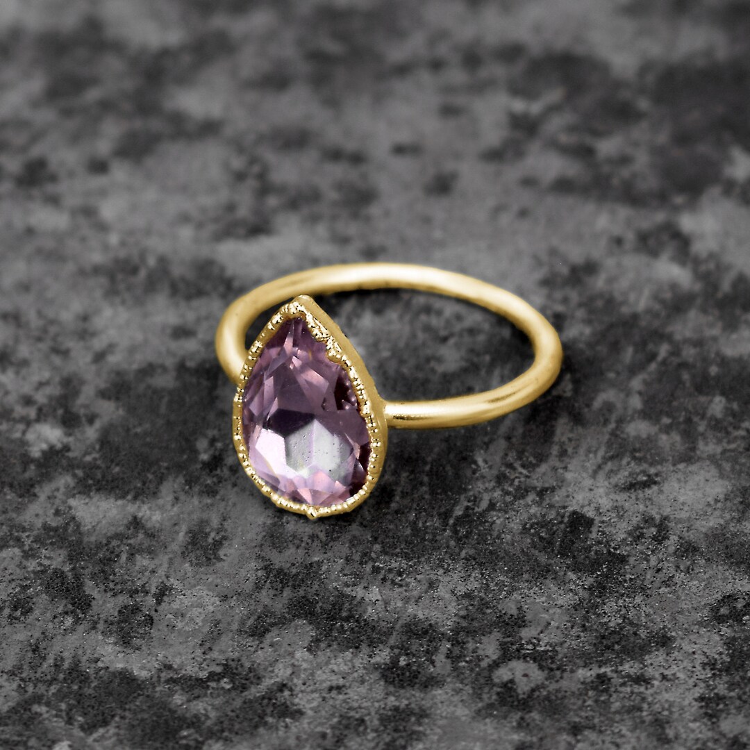 Rose Quartz Hydro Gemstone Ring Cut Stone Ring Statement Ring Rings for ...