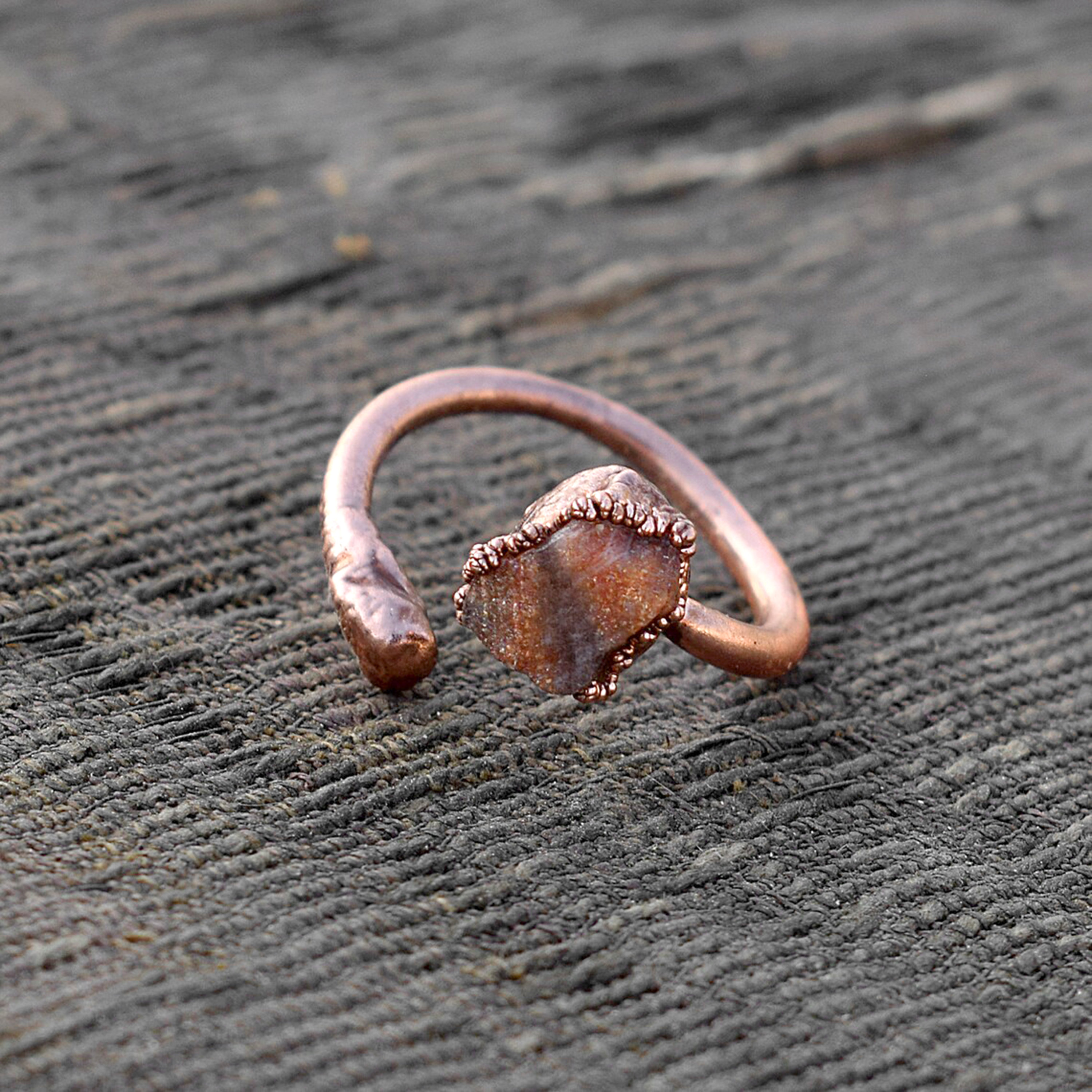 Raw Sunstone Copper Ring, Snake Design, Size 8.5 - Etsy