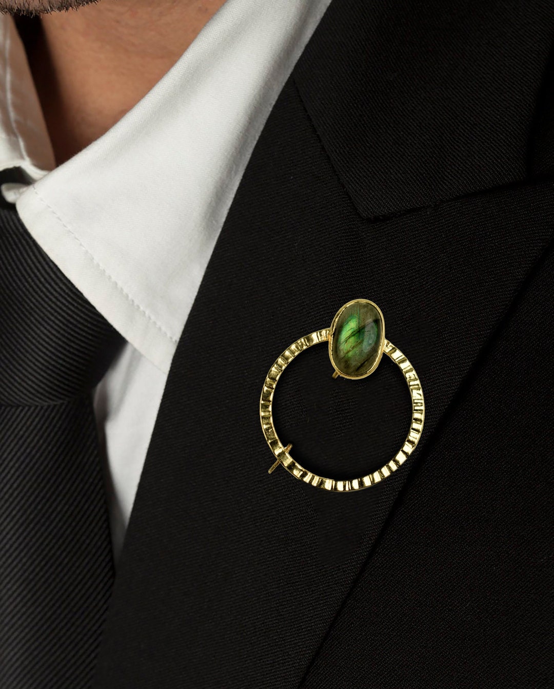 Natural Labradorite Gemstone Brooch Pin \ Cloth Blazer Brooch \ Dainty ...