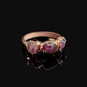 Natural Raw Ruby Gemstone Ring \ Electroformed Copper Ring \ Womens Ring \ Raw Stone Ring ...