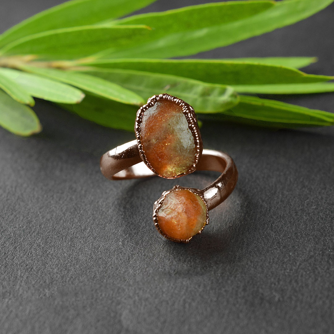 Sun Stone Ring \ Gemstone Ring \ Handmade Ring \ Open Ring \ Rings for ...