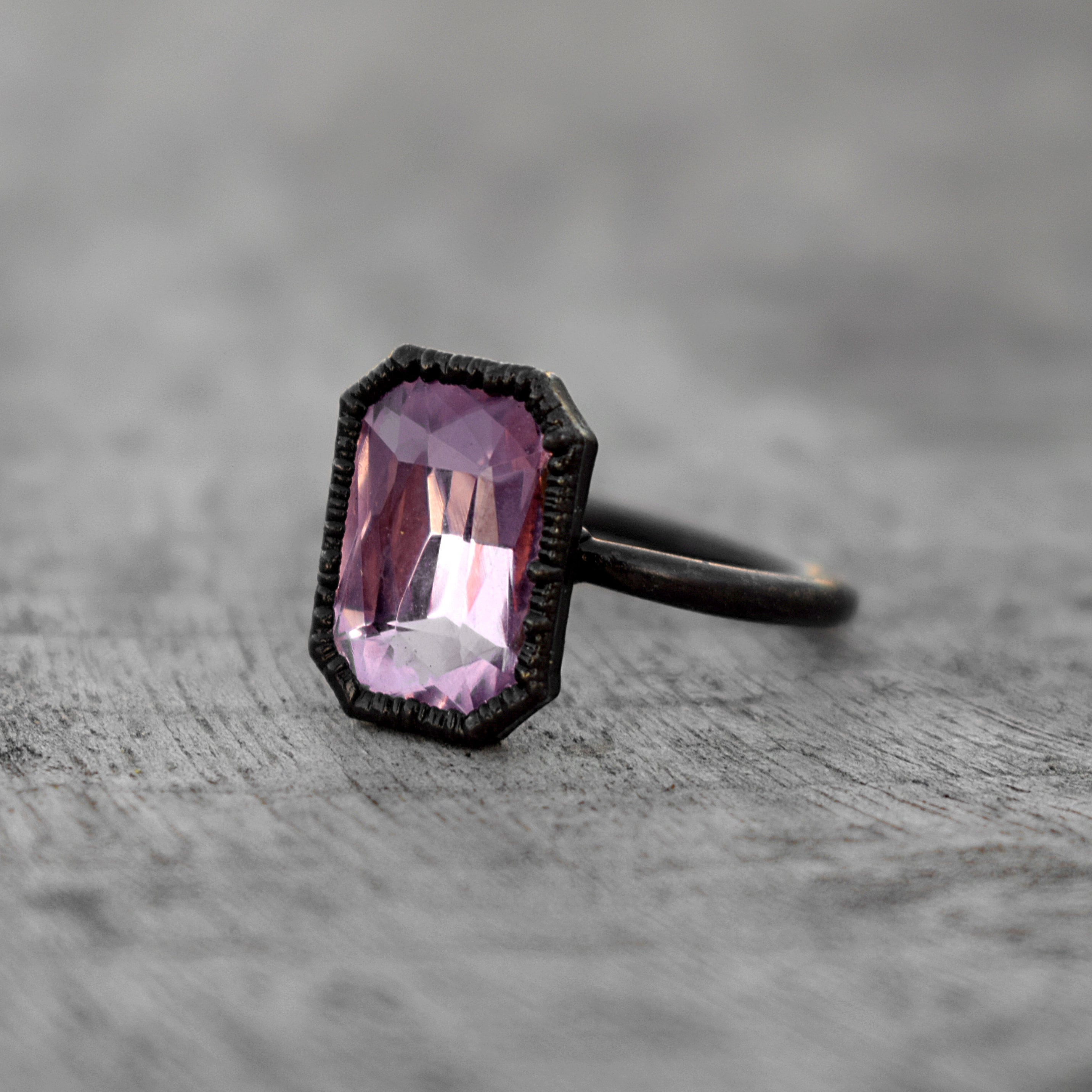 Rose Quartz Hydro Ring Cut Stone Ring Gemstone Ring | Etsy