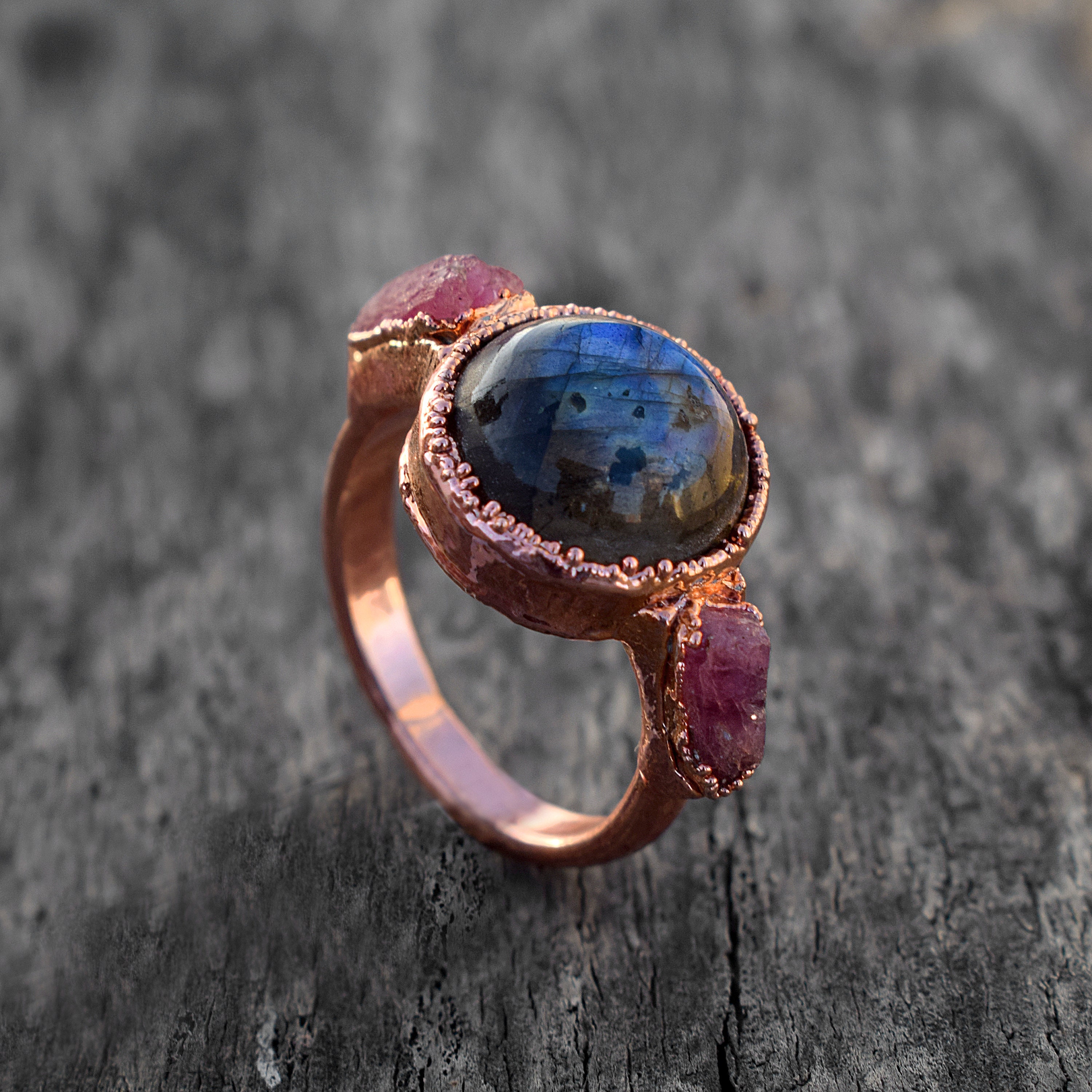 Labradorite Ring Rough Ruby Ring Brass Ring Brass - Etsy Canada