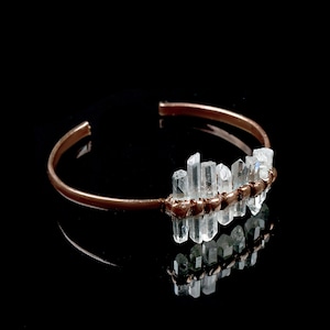 Natural Crystal Pencil Stone Bangle Bracelet \ Gemstone Bracelet \ Wedding Bracelet \ Handmade ...