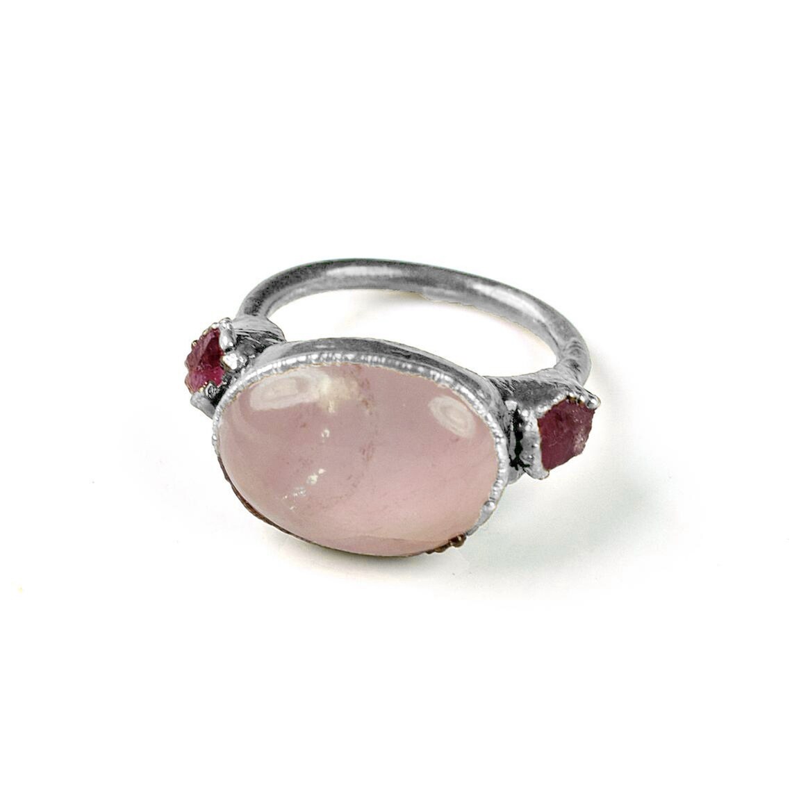 Rose Quartz Ring Ruby Ring Brass Ring Gemstone Ring | Etsy