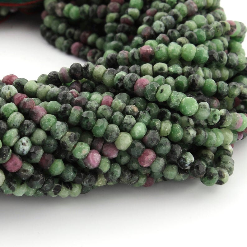 5 Strands Faceted Ruby Zosite Faceted Beads 3-4 Mm Approx | Etsy