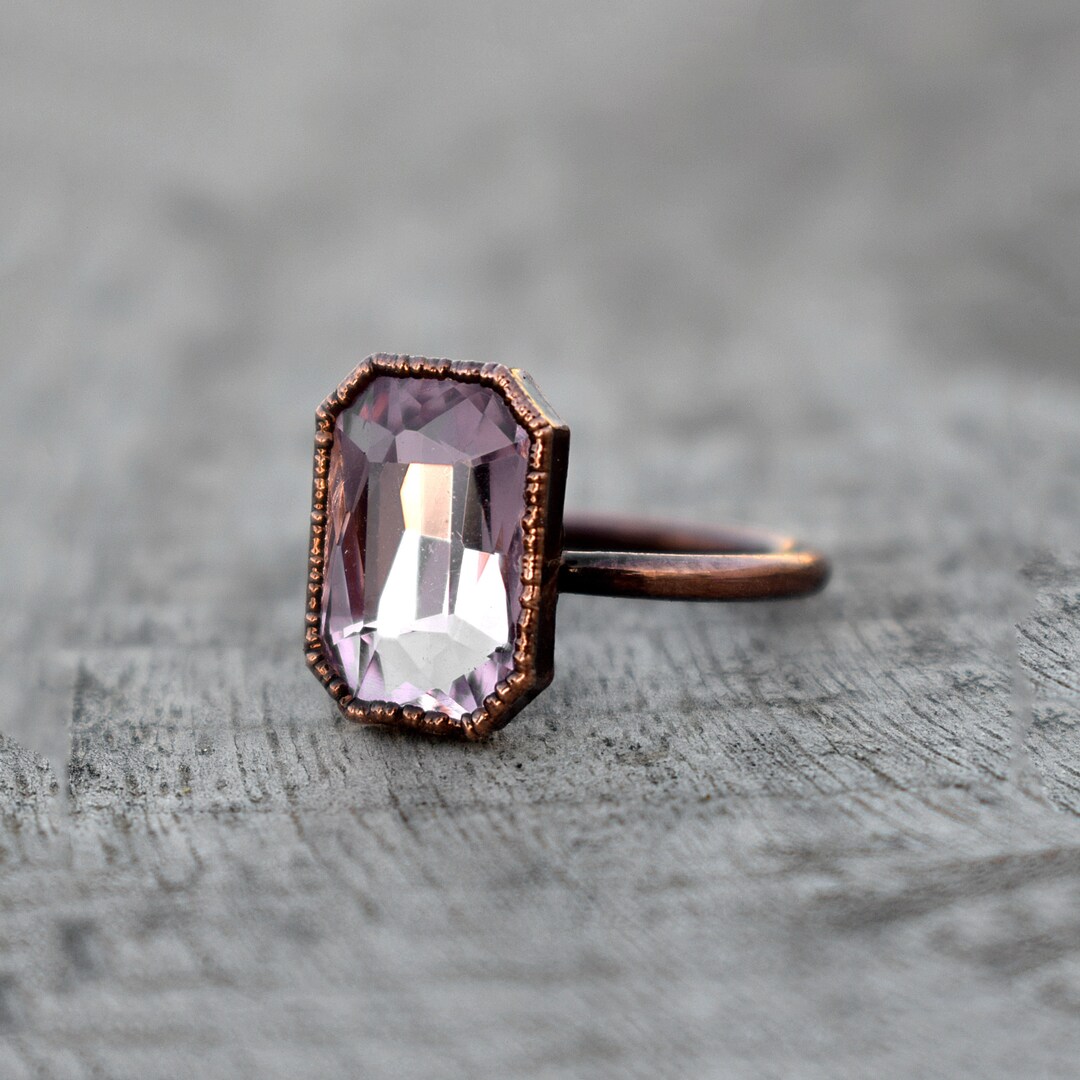 Rose Quartz Hydro Ring \ Cut Stone Ring \ Gemstone Ring \ Anniversary ...
