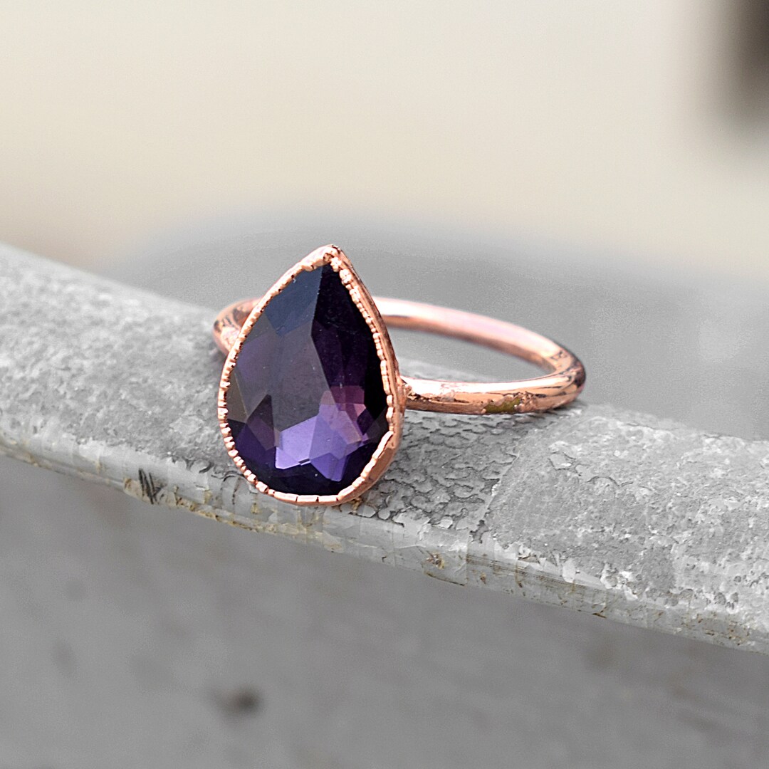 Purple Amethyst Hydro Ring Cut Stone Ring Gemstone Ring Girl Fashion ...