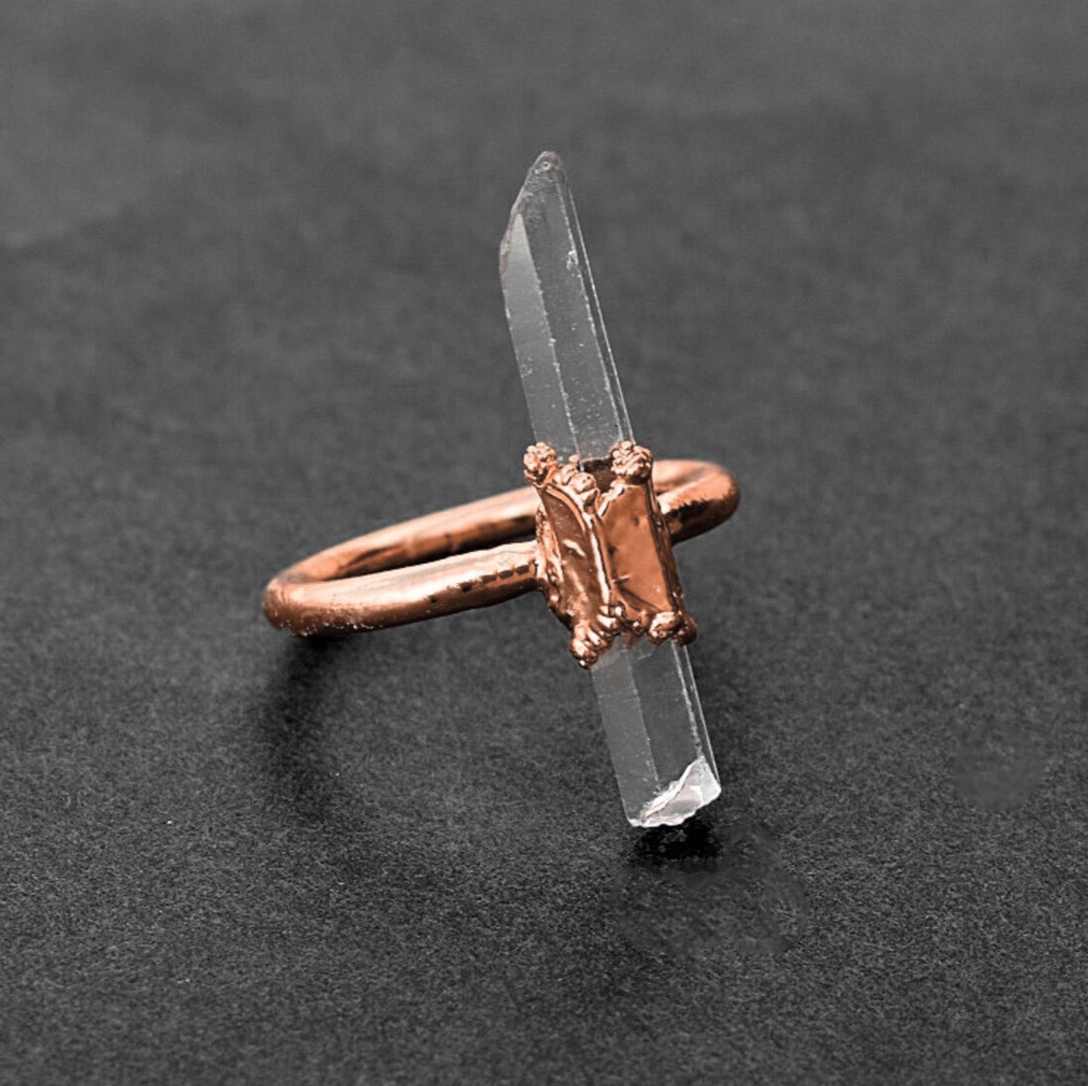 Crystal Ring Electroformed Ring Rose Gold Ring Copper | Etsy