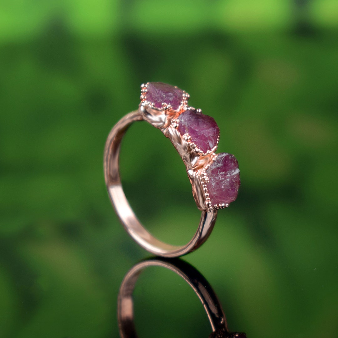 Raw Ruby Ring | Red Ruby Ring | Electroformed Copper Ring | Rough Ruby ...