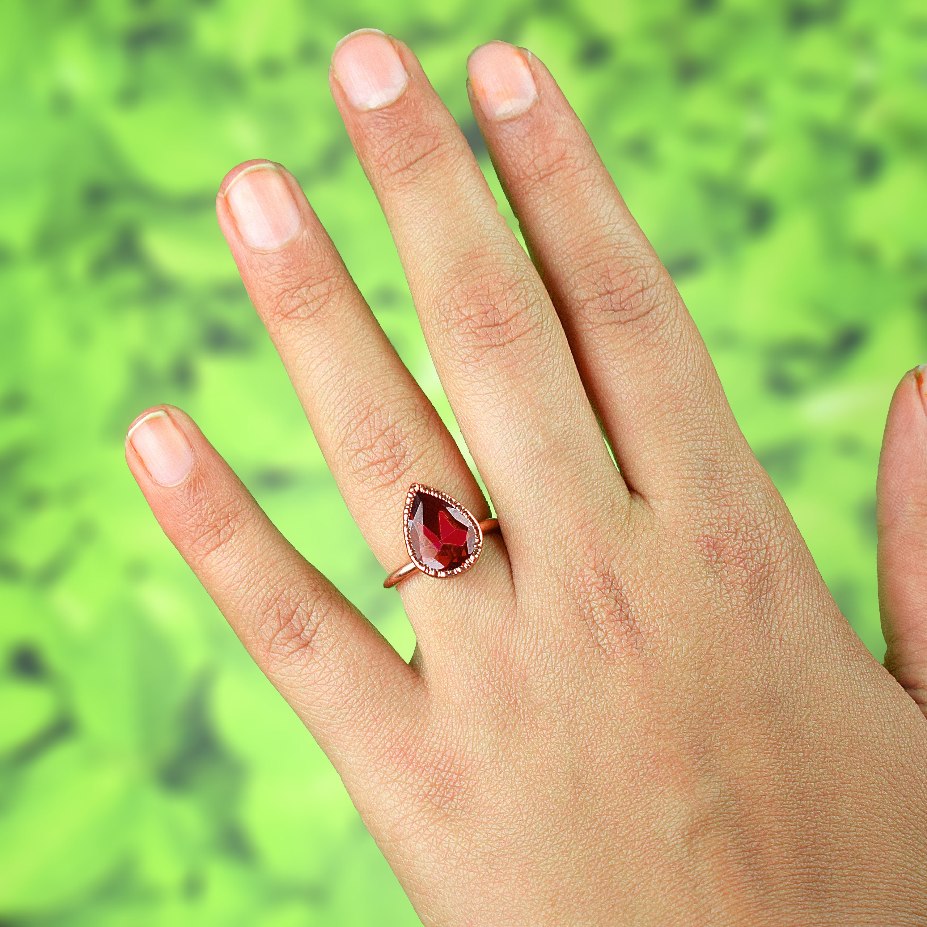 Garnet Hydro Ring Cut Stone Ring Gemstone Ring Vintage - Etsy