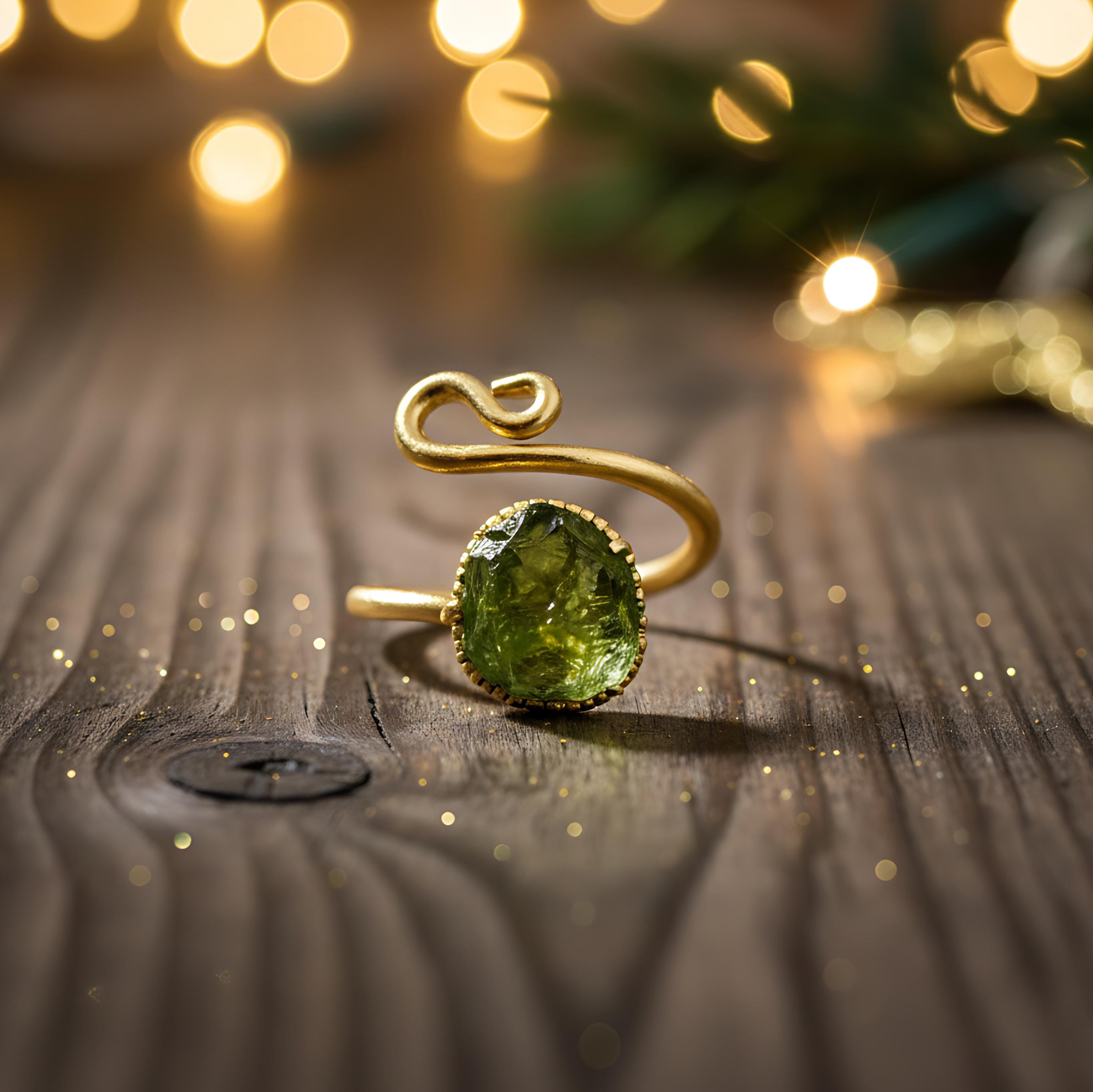 Green Peridot Ring | Raw Peridot Ring | Copper & Peridot Ring ...