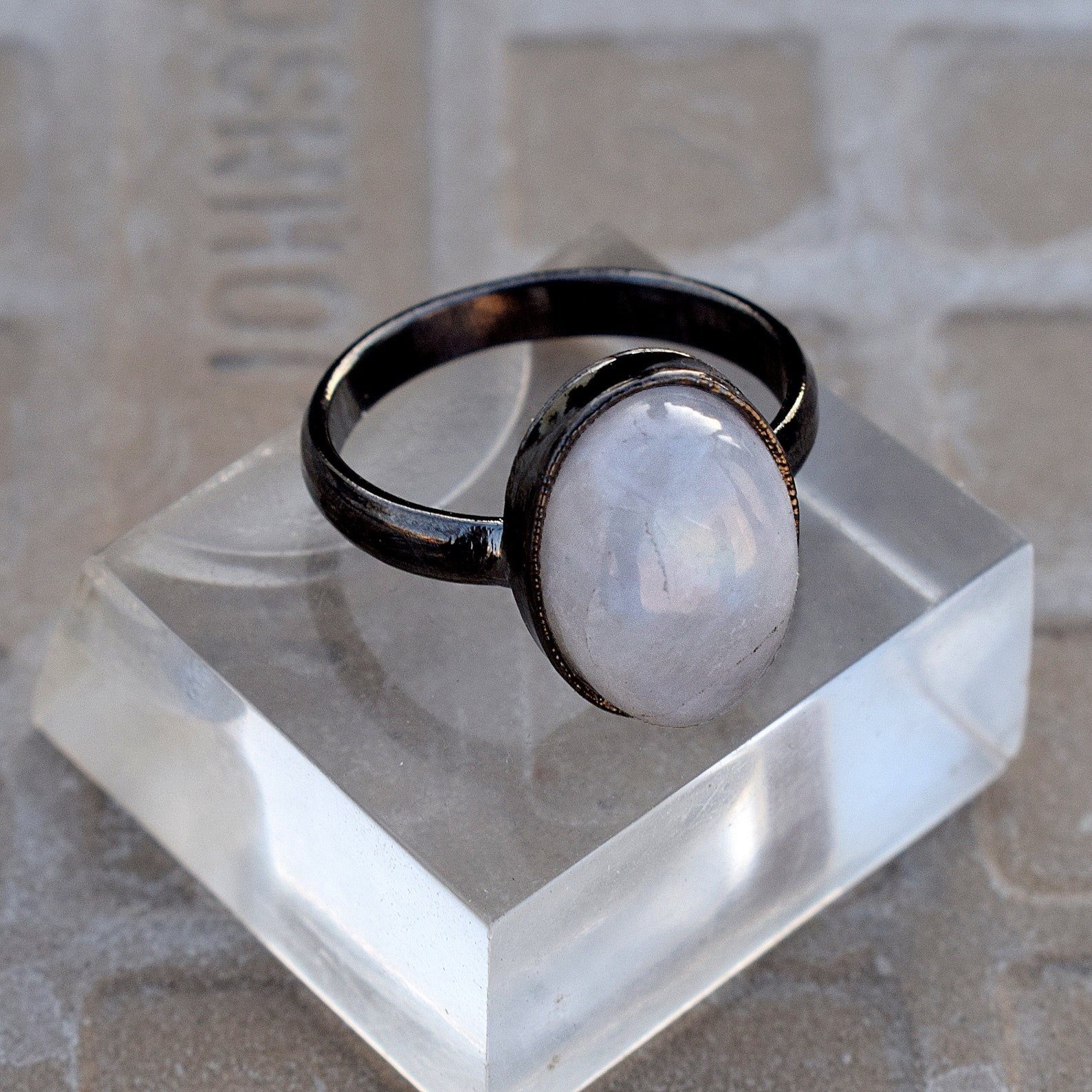 Natural Rainbow Moonstone Stackable Ring Gemstone Ring - Etsy