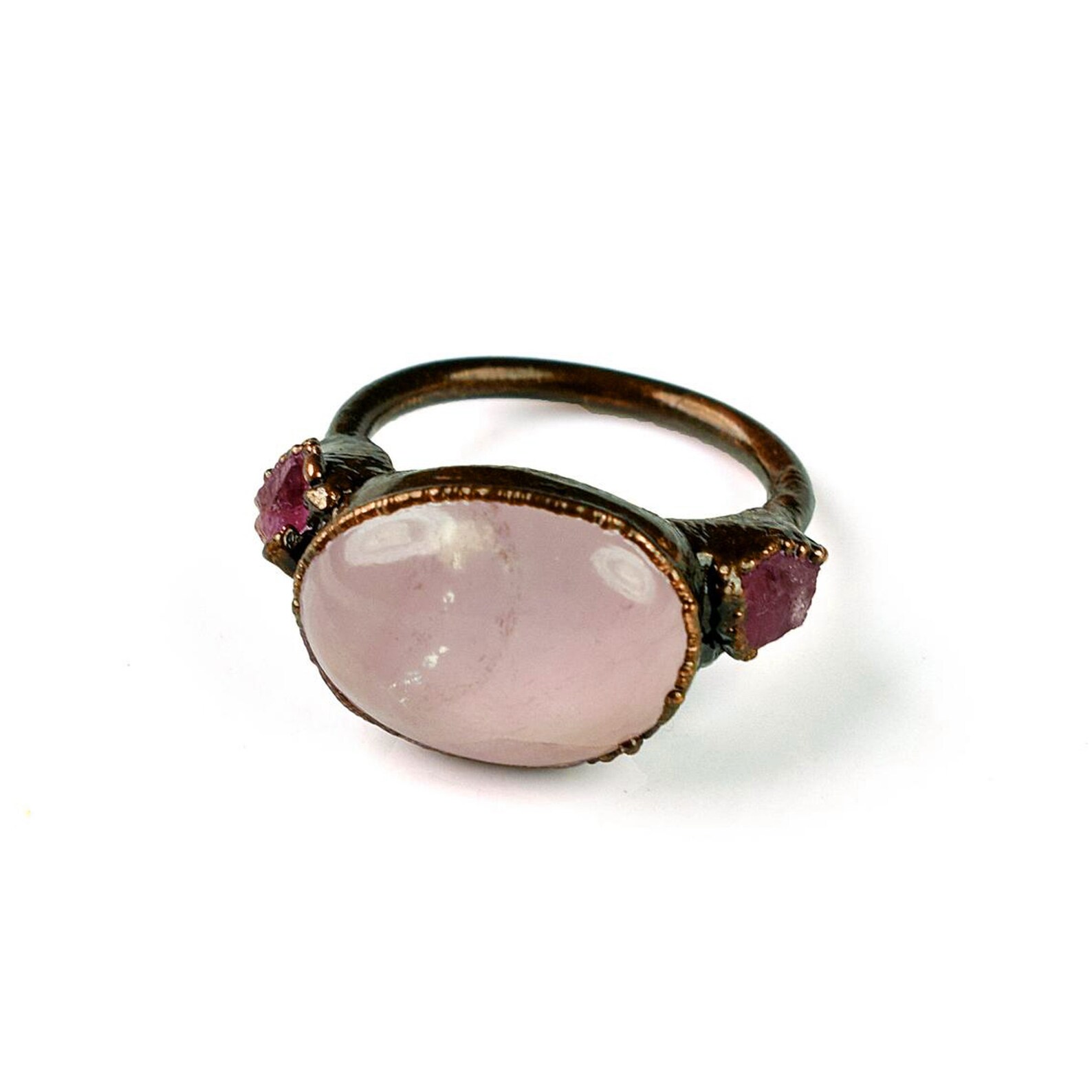 Rose Quartz Ring Ruby Ring Brass Ring Gemstone Ring | Etsy