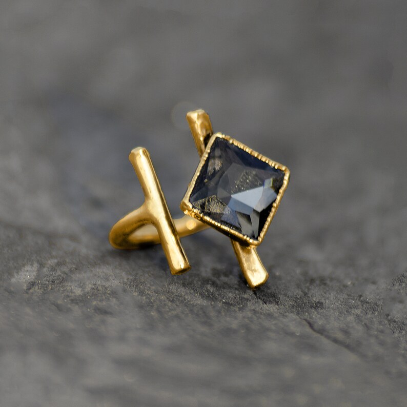 Black Hydro Color Ring Cut Stone Ring Gemstone Ring - Etsy