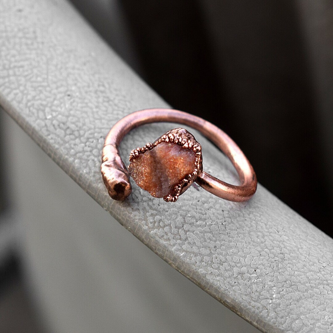 Raw Sunstone Copper Ring, Snake Design, Size 8.5 - Etsy