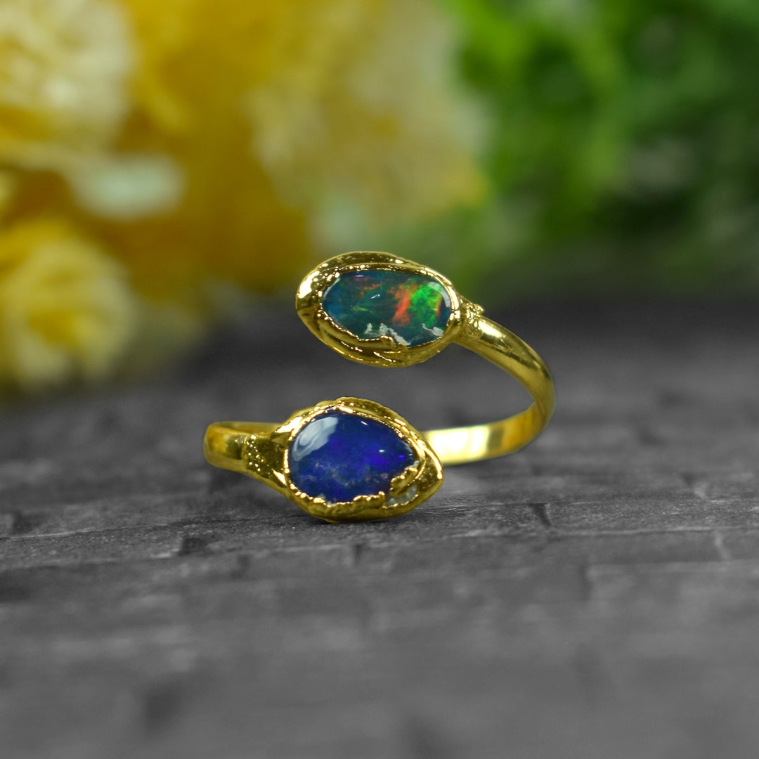 Natural Fire Opal Gemstone Statement Ring \ Open Design Ring ...