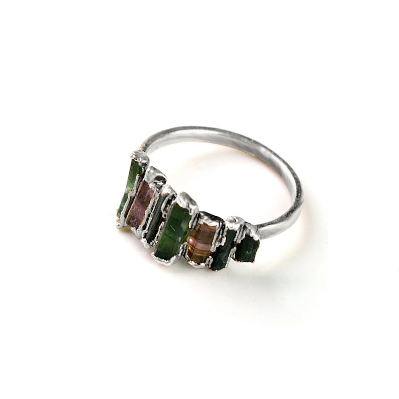 Multi Tourmaline Ring Rough Stone Ring Statement Ring - Etsy