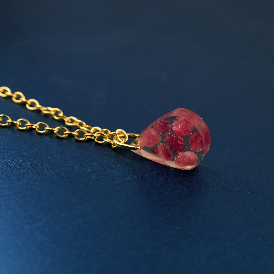 Natural Red Ruby Stone Resin Pendant \ Multi Stone Pendant \ Resin ...