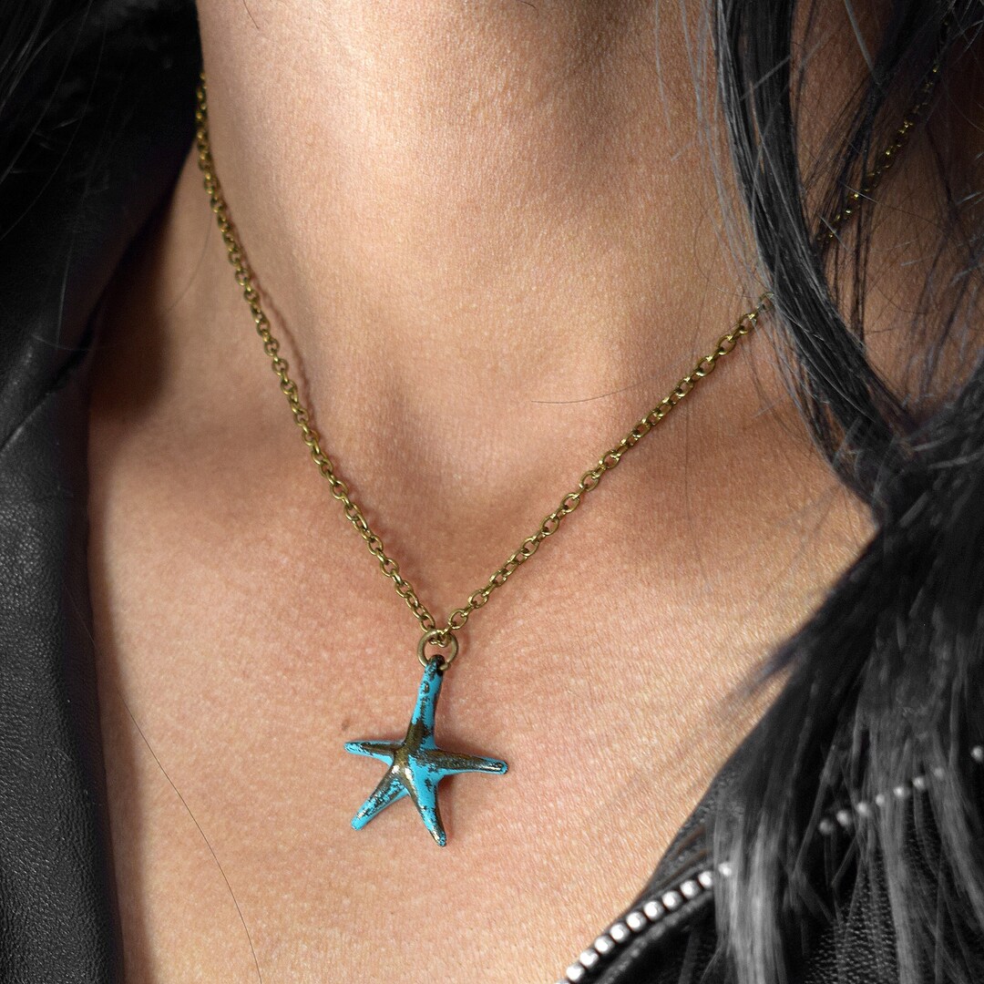 Handmade Patina Plating Starfish Necklace \ Bridesmaid Gift \ Wedding ...