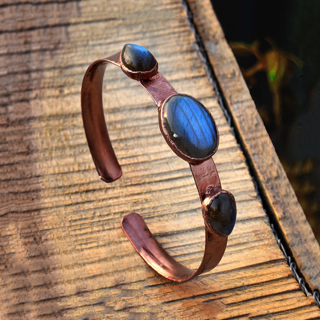 Genuine Labradorite Gemstone Handmade Cuff Bangle \ Multi Stone Bangle ...